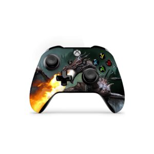 zoomhitskins controller skin compatible with x1 s and x1 x, vinyl sticker technology, animal prehistoric dragon fire flames medieval beast, durable, 1 skin, made in the usa