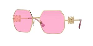 versace ve2248 1002/5 58mm gold/fuchsia hexagonal sunglasses for women + bundle with designer iwear eyewear kit