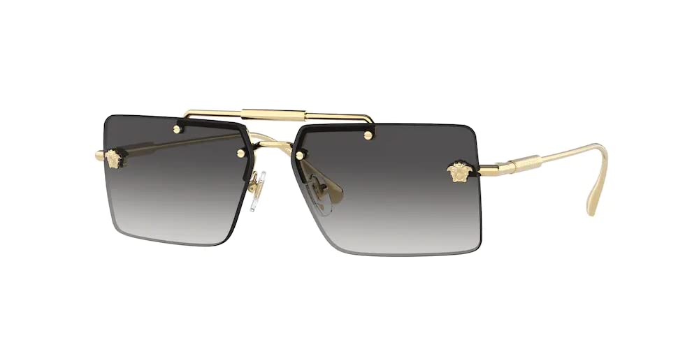 Versace VE2245 10028G 60MM Gold/Grey Gradient Rectangle Sunglasses for Women + BUNDLE With Designer iWear Eyewear Kit