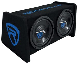 rockville rv208p dual 8" 800w car audio subwoofers in vented sub enclosure box,black