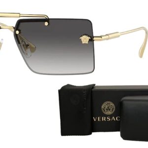 Versace VE2245 10028G 60MM Gold/Grey Gradient Rectangle Sunglasses for Women + BUNDLE With Designer iWear Eyewear Kit