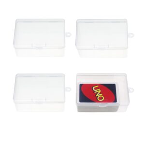 4pcs plastic uno card case box holder designed for 112pcs classic mattel uno card game, high capacity playing card case box storage (no cards)