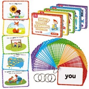 coogam sight words educational flashcards - 220 dolch sightwords game with pictures & sentences,literacy learning reading cards toy for kindergarten,home school kids 3 4 5 years old