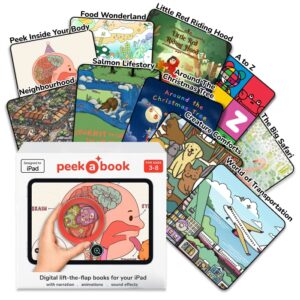 peekabook starter kit, educational toy for ipad, interactive human body book, learning toy, educational game abc learning toddler stem toy read along book search and find it travel activity red