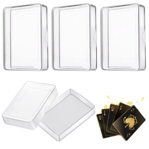 grevosea 3pcs clear playing card boxes, playing card case snaps closed card holder organizer plastic card deck for gaming cards, business card storage 3.7 x 2.6 x 0.83 inch