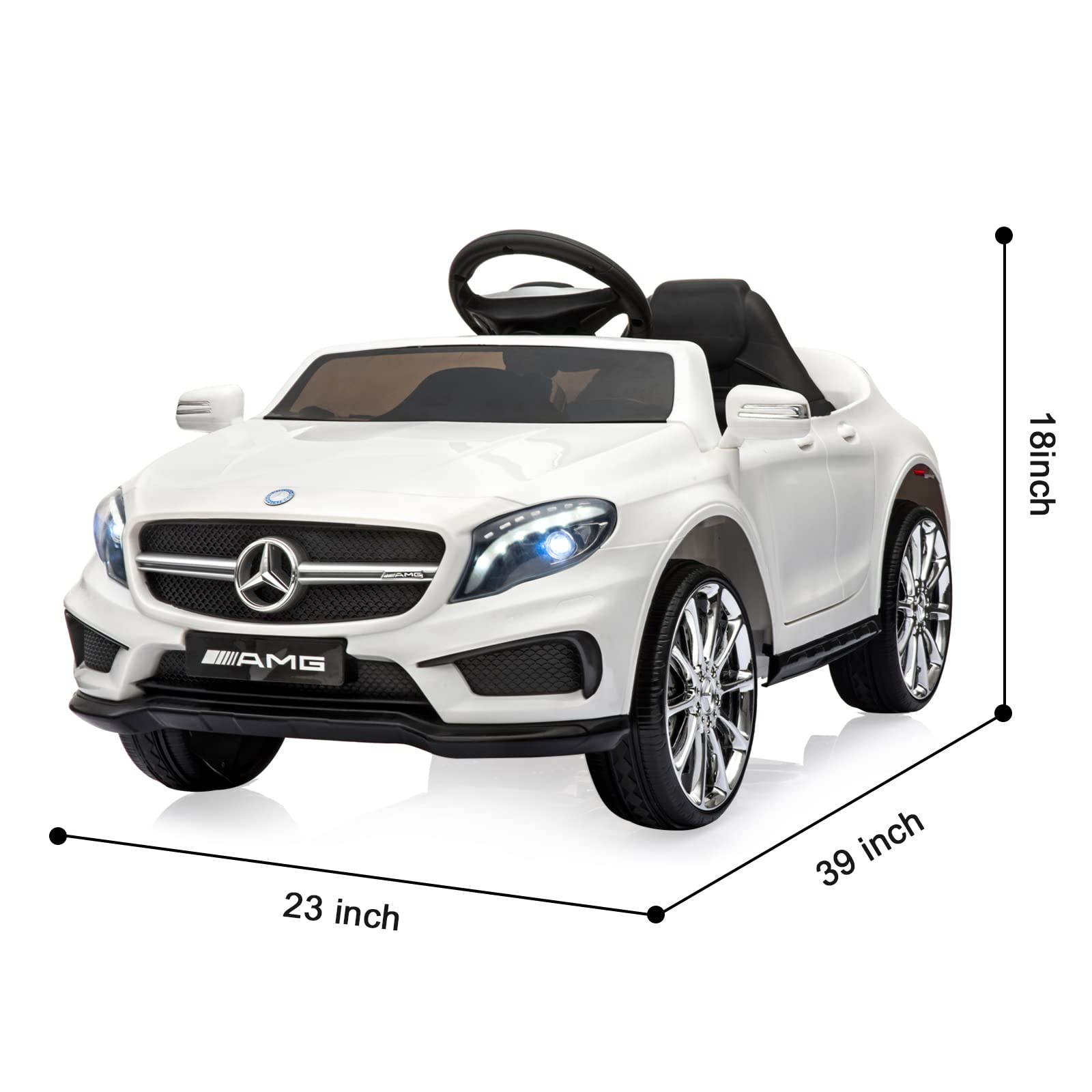 Bobike 12V Kids Ride On Car with 2.4G Remote Control, Battery Powered Electric Ride On Vehicle Double Doors, 5 Point Safety Belt,LED Lights… (White)