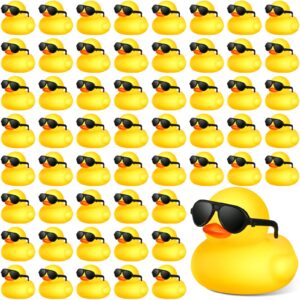 150 pcs yellow mini rubber ducks in bulk with 150 pcs sunglasses christmas duck gifts mini bath ducks small duck float pool ducks bulk toys for baby shower birthday party christmas stocking stuffers