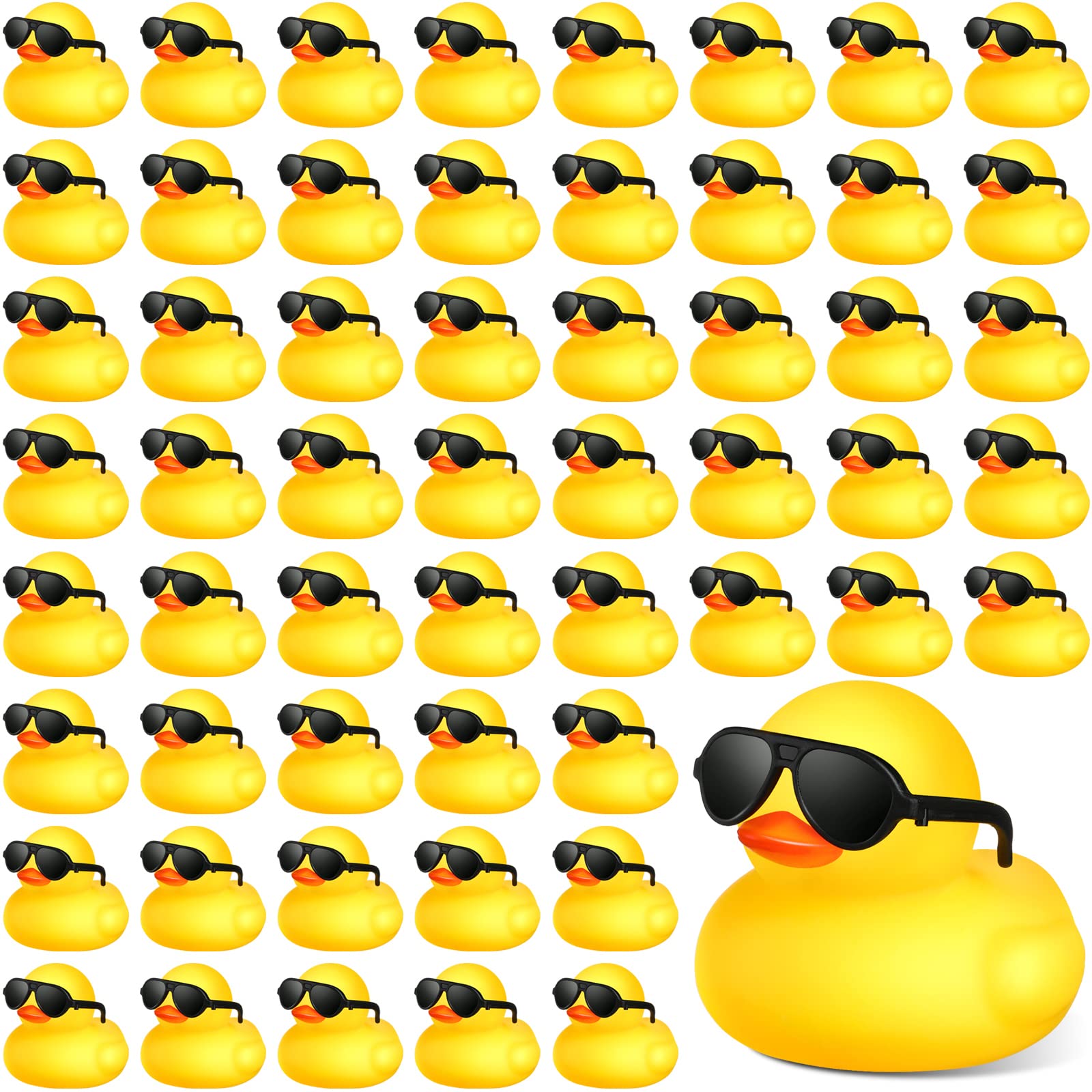 150 Pcs Yellow Mini Rubber Ducks in Bulk with 150 Pcs Sunglasses Christmas Duck Gifts Mini Bath Ducks Small Duck Float Pool Ducks Bulk Toys for Baby Shower Birthday Party Christmas Stocking Stuffers