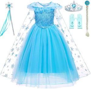 gz-laopaitou girls princess costume princess dresses for birthday party dress up halloween cosplay with accessories