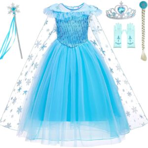 GZ-LAOPAITOU Girls Princess Costume Princess Dresses for Birthday Party Dress Up Halloween Cosplay with Accessories