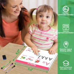 Kindergarten Learning Activities Learn to Write for Kid Age 3 4 5 Years Old, 40 Pages Preschool Handwriting Practice Number Letter Tracing Workbook, Toddler Dry Erase Homeschool Educational Toy