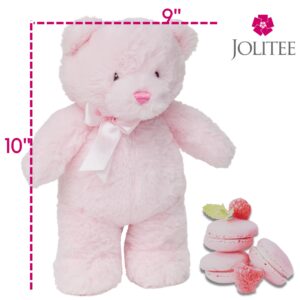 Jolitee My First Bear Stuffed Animal - Pink Teddy Bear for Baby for Newborn, 10"