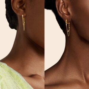 Shownee Tassel Chain Small Gold Hoop Dangle Earring For Women Huggie Earring Heart Star CZ 14K Gold Plated Fashion Jewelry Friendship Gift