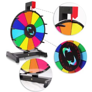 iElyiEsy Spinning Prize Wheel 12 Inch Tabletop Spin Wheel for Prizes with Stand, 12 Color Slots, Erasable Surface for Trade Show Carnival Party Fortune Game