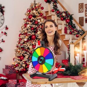 iElyiEsy Spinning Prize Wheel 12 Inch Tabletop Spin Wheel for Prizes with Stand, 12 Color Slots, Erasable Surface for Trade Show Carnival Party Fortune Game