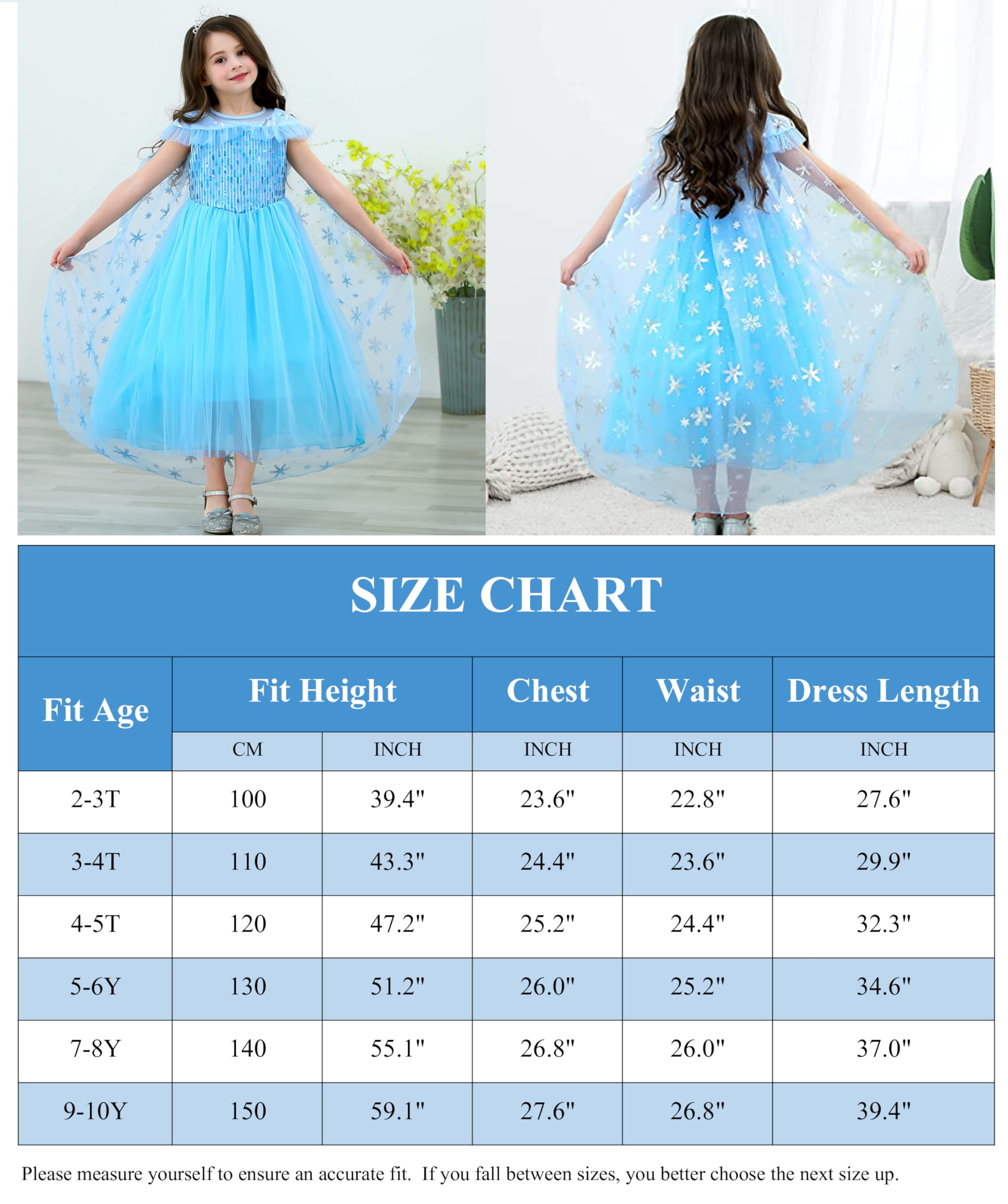 GZ-LAOPAITOU Girls Princess Costume Princess Dresses for Birthday Party Dress Up Halloween Cosplay with Accessories