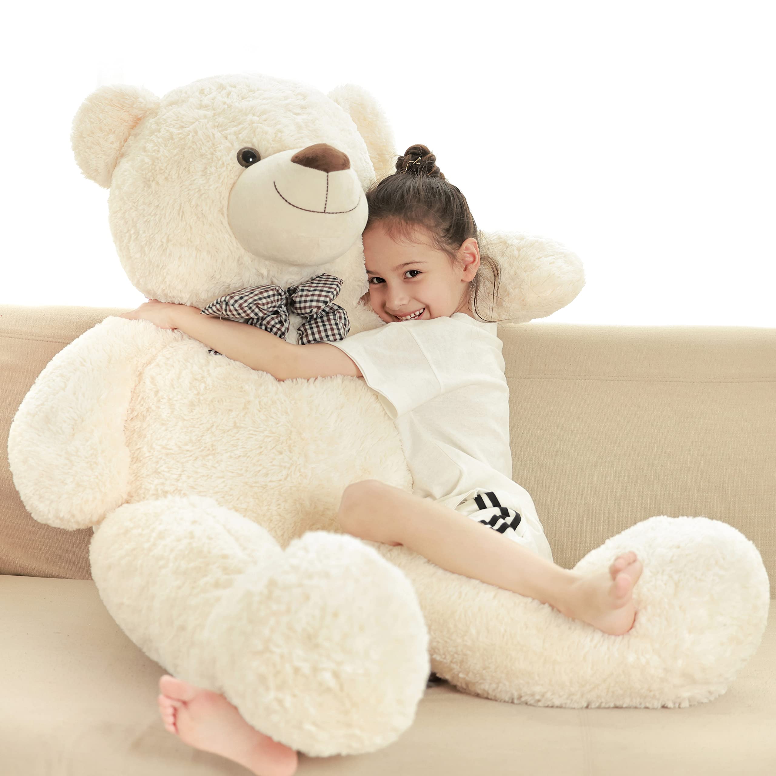 Poutmac 47 inch Giant Teddy Bear Stuffed Animal White Big Plush Teddy Bear Valentine's Gift for Girlfriend Soft Stuffed Bear Animals for Christmas,Birthday,Mother's Day