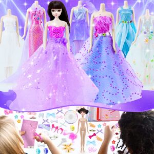 mefine fashion designer kits for girls - diy doll clothes sewing kit for kids with fashion design sketchbook creativity diy arts & crafts kit learning toys teen girls kids birthday gift ages 8-10