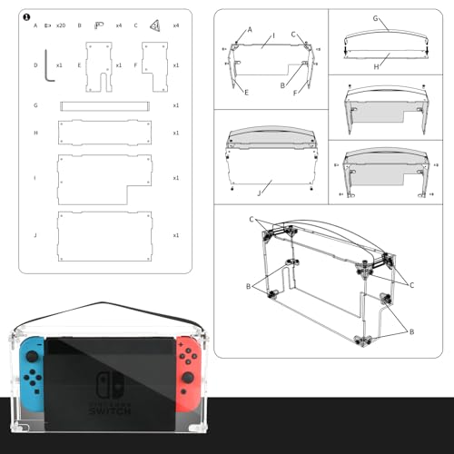 Cosmos Transparent Dust Cover Clear Dust Guard Protective Display Box Compatible with Nintendo Switch Dock, Anti-Scratch Waterproof Protector Cover Dock Case for Switch Dock & Console, Acrylic