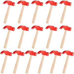 deekin 16 pcs wooden hammer toys hammer peg simulation hammers maintenance toy tools educational toys for school gift birthday party games (red, hammer)