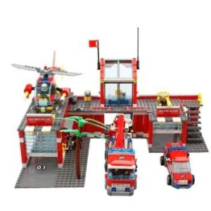 General Jim's Fire Station Multi Emergency Vehicle 774 Piece Modular Building Block Bricks Amazing Colorful 2 Level Fire Station Building Block Bricks Toy with Helipad - for Teens and Adults