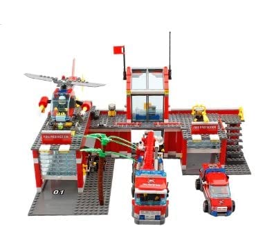 General Jim's Fire Station Multi Emergency Vehicle 774 Piece Modular Building Block Bricks Amazing Colorful 2 Level Fire Station Building Block Bricks Toy with Helipad - for Teens and Adults