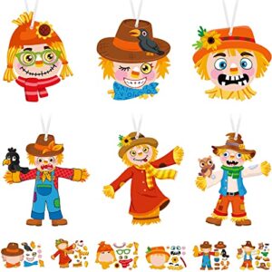 24 sets fall crafts for kids scarecrow craft kit bulk thanksgiving halloween scarecrow craft stickers make your own scarecrow ornaments for halloween autumn birthday party supplies