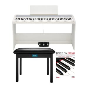 korg b2sp digital piano package (white) bundle with piano bench and piano book (3 items)