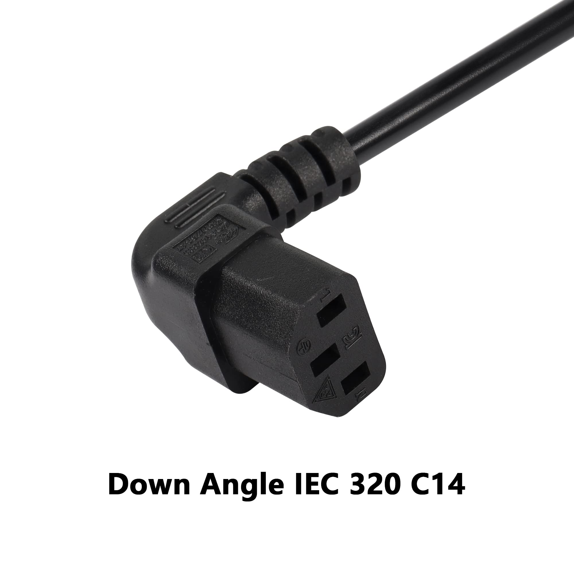 CERRXIAN 0.3m Down Angle C13 to C14 Panel Mount Power Cable, 90 Degree IEC 320 C13 Female to C14 Male PDU Power Supply Extension Cord for Monitors,Computers,Etc(Dc13m-c14)