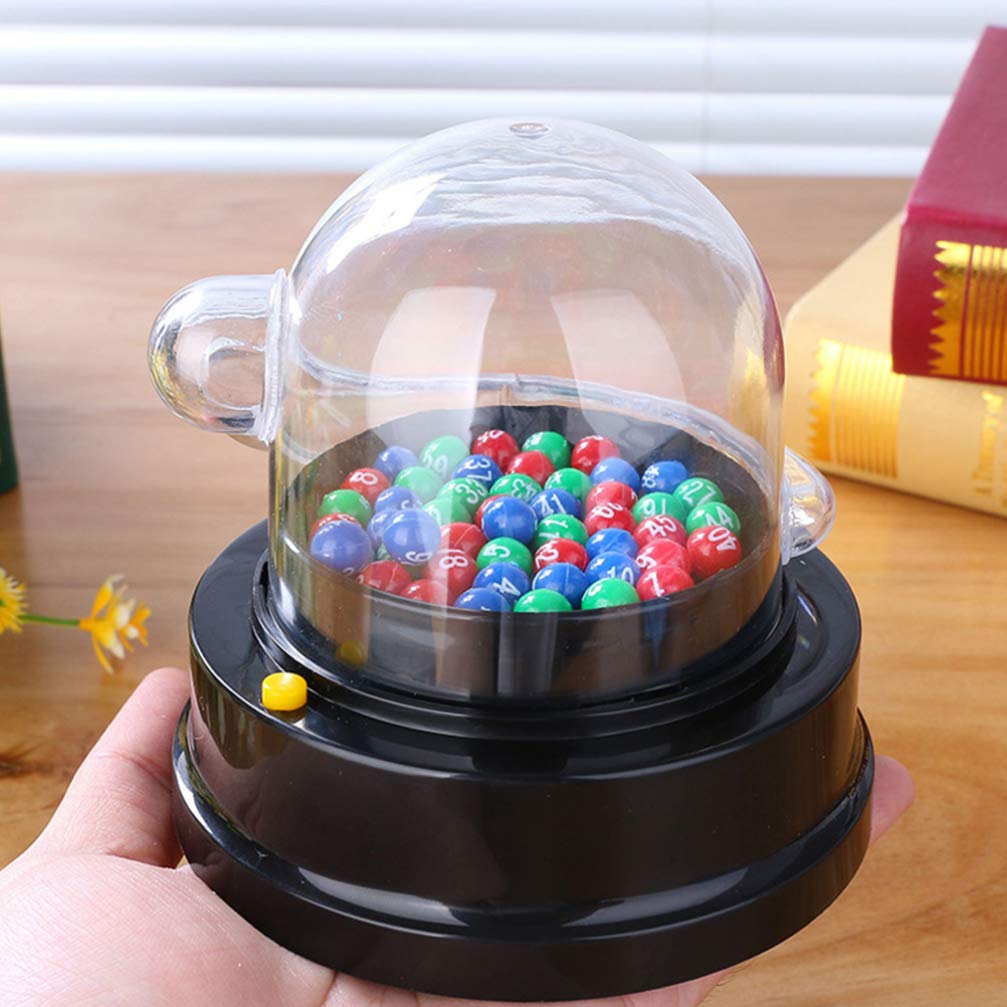 Bingo Lotto Game Electric Lotto Ball Machine Mini Machine Portable Bingo Machine Toy Jackpot Machine with Fortunate Number Picker for Family Table Games