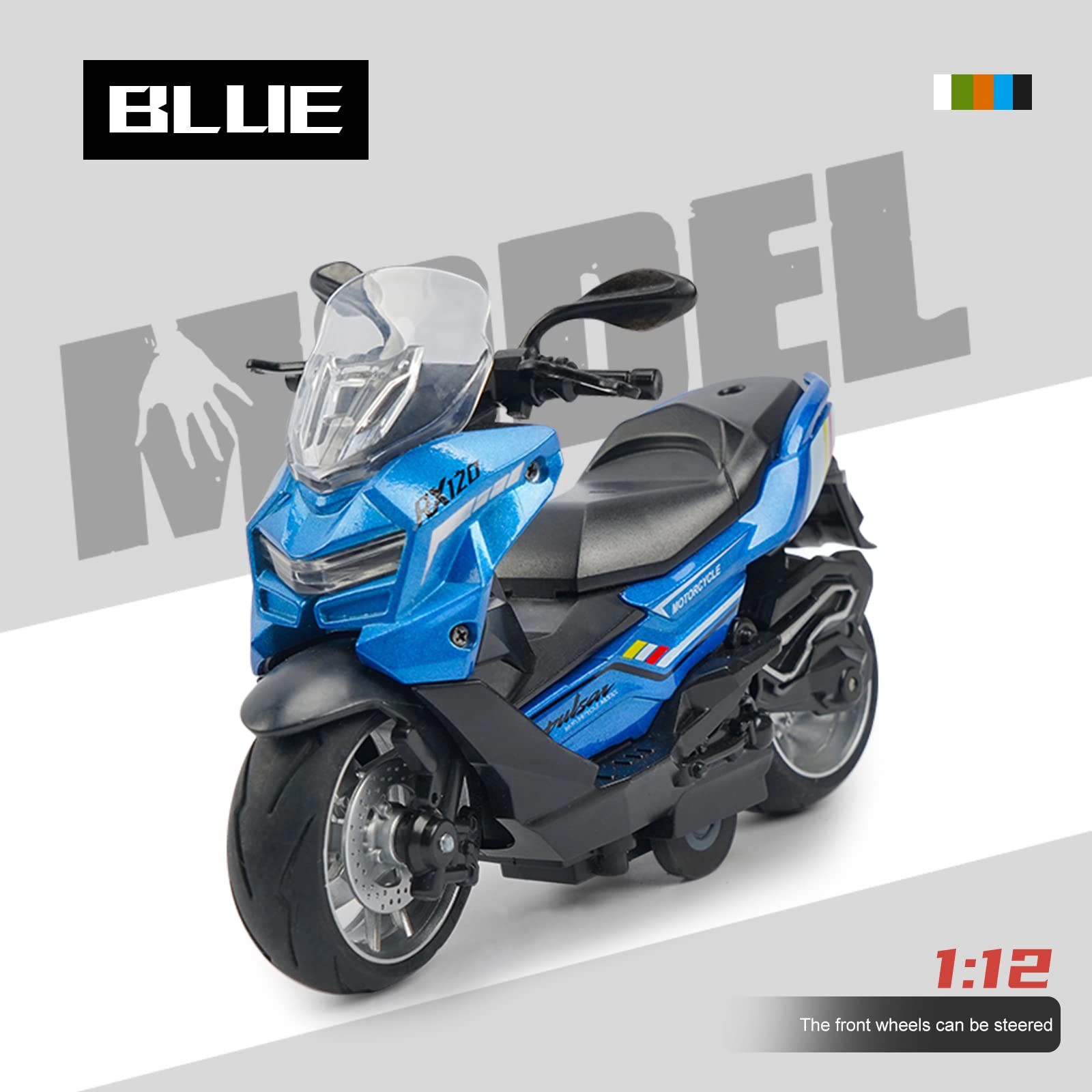 Diecast Motorcycle Model - Toy Motorcycle with Sound and Light for Kids Age 3 Year. Motorcycle Toys for Kids, Adults, and Boys (Blue)