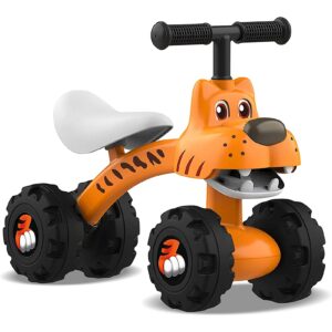 baby balance bike for 1 year old boys girls, riding toys for toddlers, no pedal bicycle, 12-36 months kids first bike, best gift for birthday, christmas, halloween (tiger)