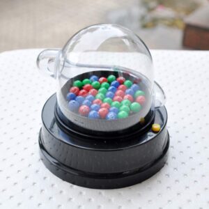 Bingo Lotto Game Electric Lotto Ball Machine Mini Machine Portable Bingo Machine Toy Jackpot Machine with Fortunate Number Picker for Family Table Games