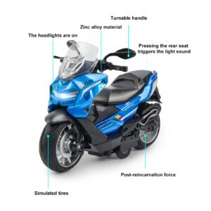 Diecast Motorcycle Model - Toy Motorcycle with Sound and Light for Kids Age 3 Year. Motorcycle Toys for Kids, Adults, and Boys (Blue)