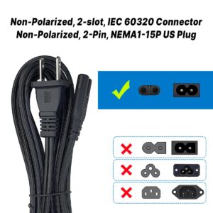 SHAFI® 10FT 2 Prong Samsung TV Power Cord - [UL] Non-Polarized NEMA1-15P IEC-C7 - Figure 8 Power Cable Replacement for Hisense TCL LG Sony TV Playstation PS5 PS4 Slim PS3 Xbox Series S/X - 10 Feet