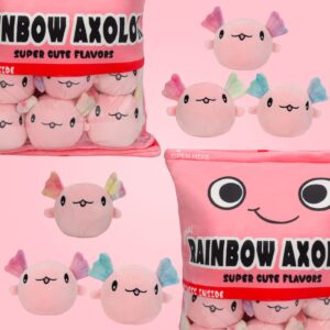 NUKBIL Axolotl Plush Pillow Throw Pillow, Cute Axolotl Plush Toys Doll, Axolotl Stuffed Animal Bag of Axolotl Plushies, Stuffed Axolotl Gift for Kids, Birthday, Christmas, Baby Shower (6 pcs, Pink)