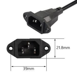 CERRXIAN 0.3m Down Angle C13 to C14 Panel Mount Power Cable, 90 Degree IEC 320 C13 Female to C14 Male PDU Power Supply Extension Cord for Monitors,Computers,Etc(Dc13m-c14)