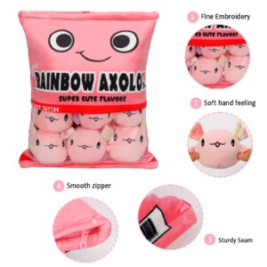 NUKBIL Axolotl Plush Pillow Throw Pillow, Cute Axolotl Plush Toys Doll, Axolotl Stuffed Animal Bag of Axolotl Plushies, Stuffed Axolotl Gift for Kids, Birthday, Christmas, Baby Shower (6 pcs, Pink)