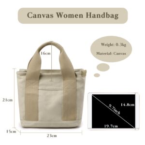 CORIOS Women Handbag Canvas Top Handle Bag Multifunctional Tote Purse Casual Clutch Bag for Shopping Work Party Travel School Daily Khaki