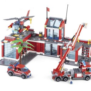 General Jim's Fire Station Multi Emergency Vehicle 774 Piece Modular Building Block Bricks Amazing Colorful 2 Level Fire Station Building Block Bricks Toy with Helipad - for Teens and Adults