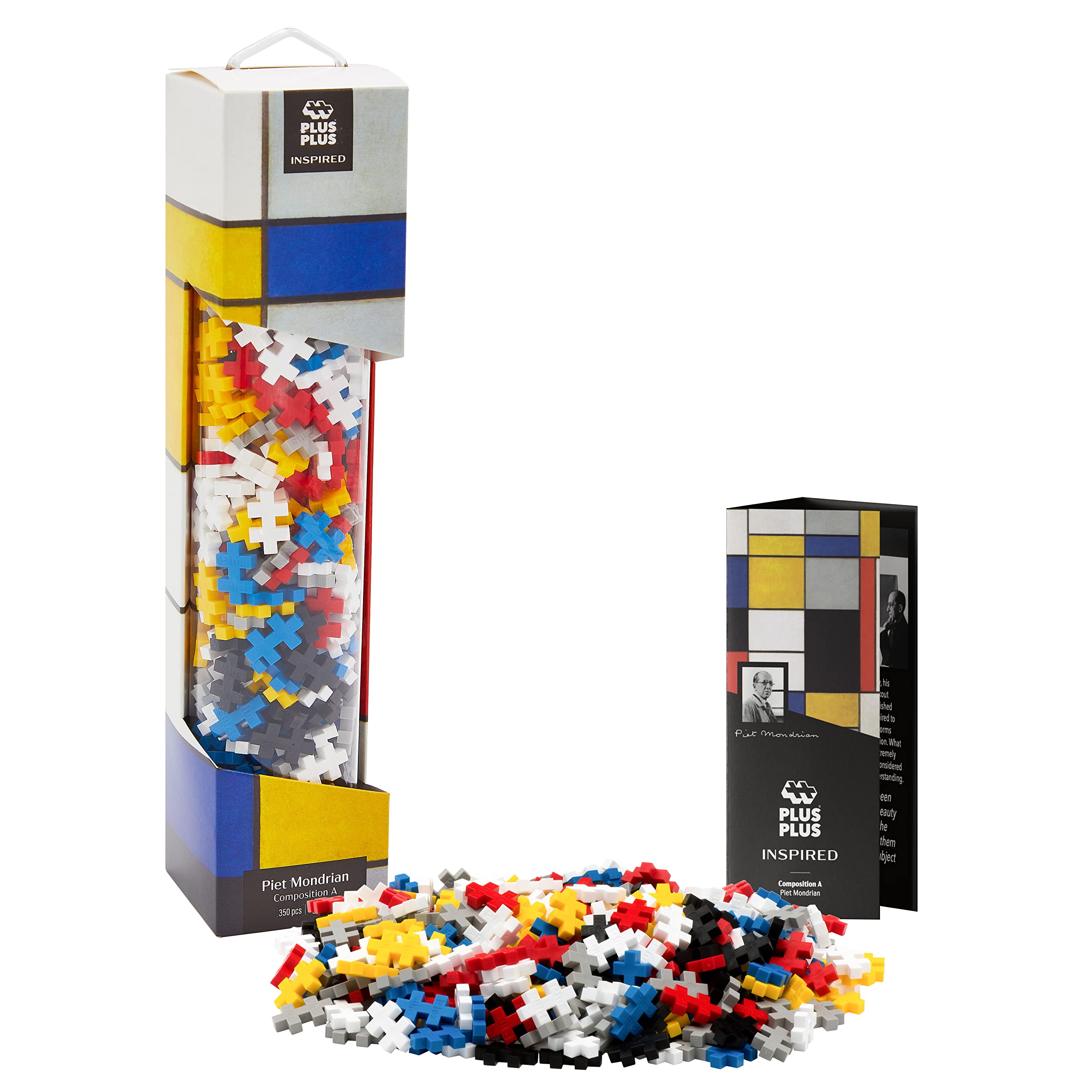 PLUS PLUS - Inspired - Mondrian, Composition A - 350 Pieces - Open-Ended, Art Construction Building Toy, Interlocking Mini Puzzle Blocks