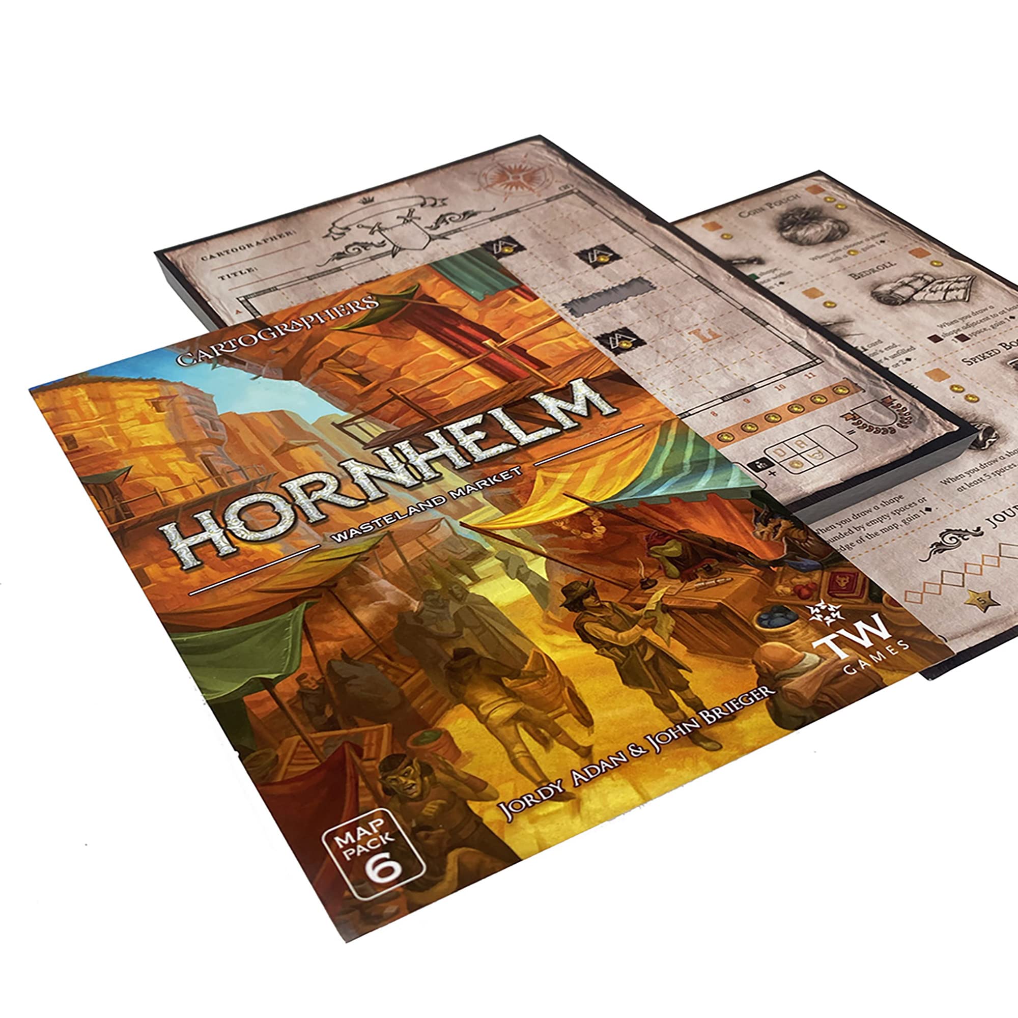 Thunderworks Games - Cartographers: Map Pack 6, Hornhelm |Expansion for The Award-Winning Game of Fantasy Map Drawing | Strategy Flip and Write Board Game | Family Game for 1-75 Players