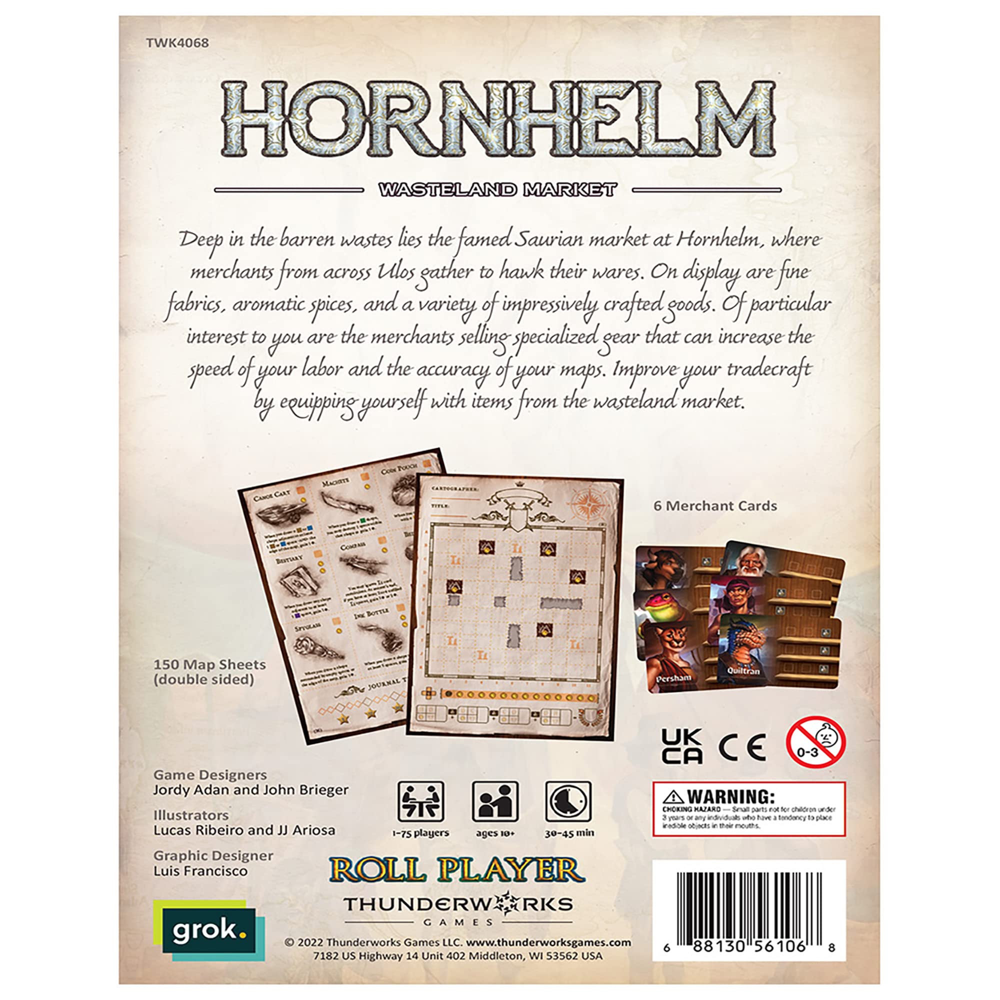 Thunderworks Games - Cartographers: Map Pack 6, Hornhelm |Expansion for The Award-Winning Game of Fantasy Map Drawing | Strategy Flip and Write Board Game | Family Game for 1-75 Players