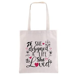 cmnim she designed a life she loved inspirational canvas tote bag for women birthday christmas thanksgiving graduation gift (she designed a life she loved tote)