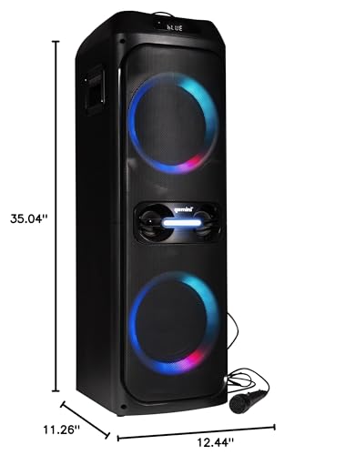 Gemini Sound GHK-2800-4800W Party Speaker with Bass Boost, LED Lights & Voice-Changing Effects, Bluetooth Karaoke, Includes Microphone & Remote