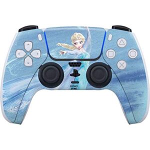 skinit decal gaming skin compatible with ps5 and compatible with ps5 digital edition dualsense controller - officially licensed disney elsa icy powers design