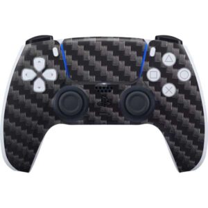 skinit decal gaming skin compatible with ps5 controller - black carbon fiber specialty texture material design