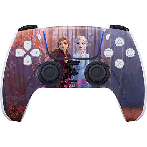 Skinit Decal Gaming Skin Compatible with PS5 and Compatible with PS5 Digital Edition DualSense Controller - Officially Licensed Disney Anna and Elsa Design