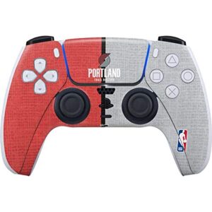 skinit decal gaming skin compatible with ps5 controller - officially licensed nba portland trail blazers canvas design