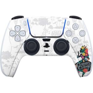 skinit decal gaming skin compatible with ps5 controller - officially licensed disney alice in wonderland (animated) silhouette curiouser and curiouser design